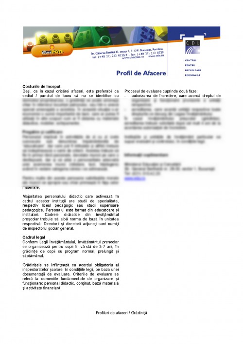 Proiect: Plan de afaceri grădiniță (#114893)