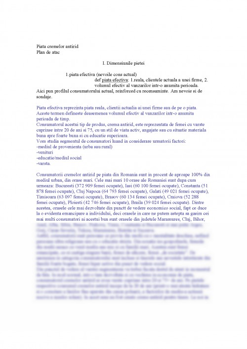 Referat: Studiu de piață - cremă (#115851)
