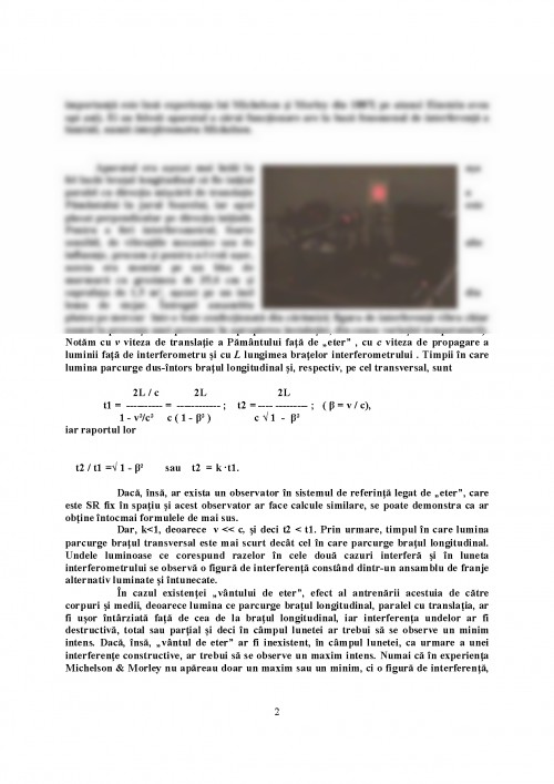 Referat: Experimentul Michelson-Morley (#116259)