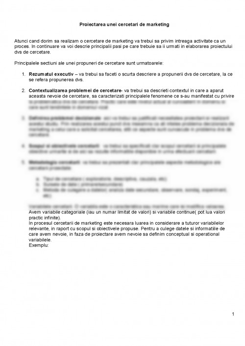 Curs: Proiectarea unei cercetări de marketing (#118886)