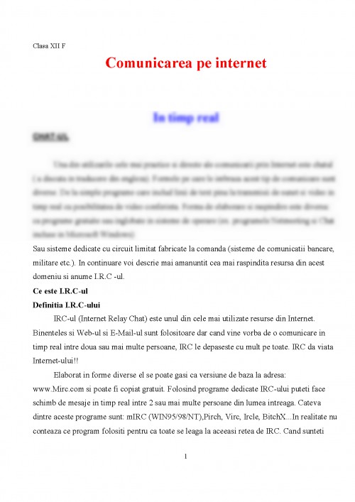 Referat: Comunicarea pe Internet (#120663)