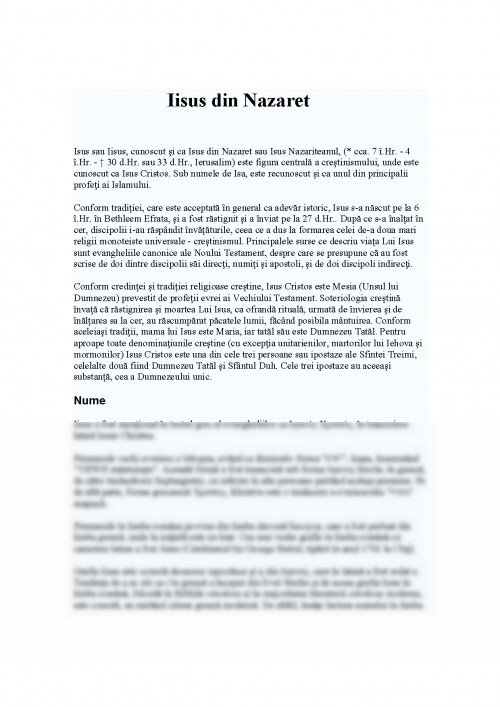 Referat: Iisus din Nazaret (#120954)