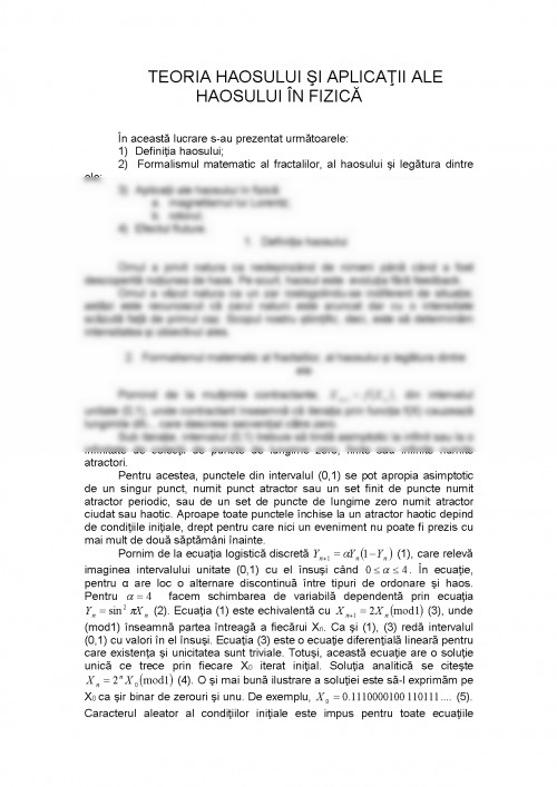 Referat: Teoria Haosului (#121223)