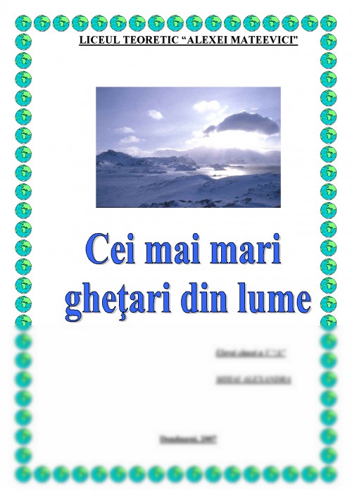 Referat: Cei mai mari ghețari din lume (#121983)