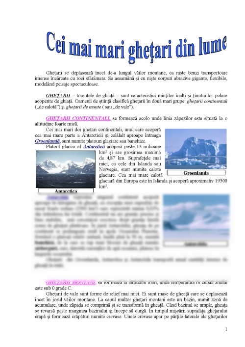 Referat: Cei mai mari ghețari din lume (#121983)