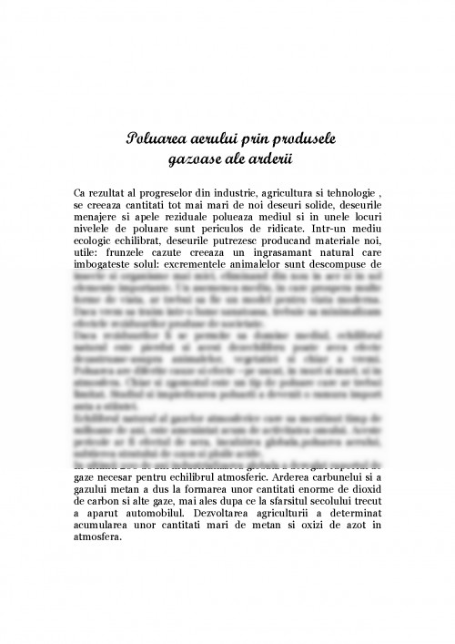 Referat: Poluarea Aerului prin Produsele Gazoase ale Arderii (#122113)