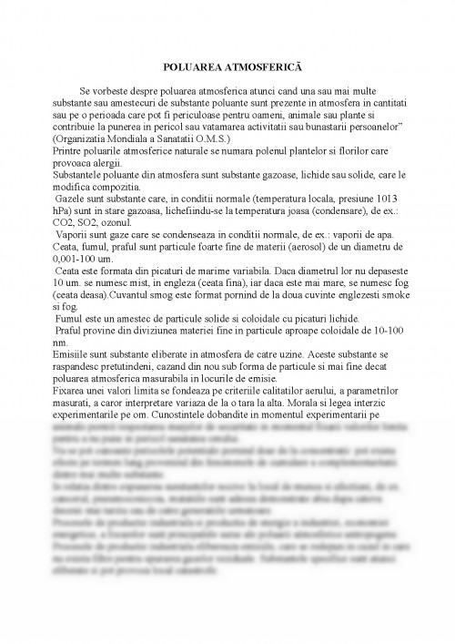 Referat: Poluarea Atmosferică (#127974)