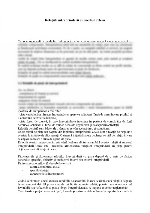 Referat: Relațiile Întreprinderii cu Mediul Extern (#129081)