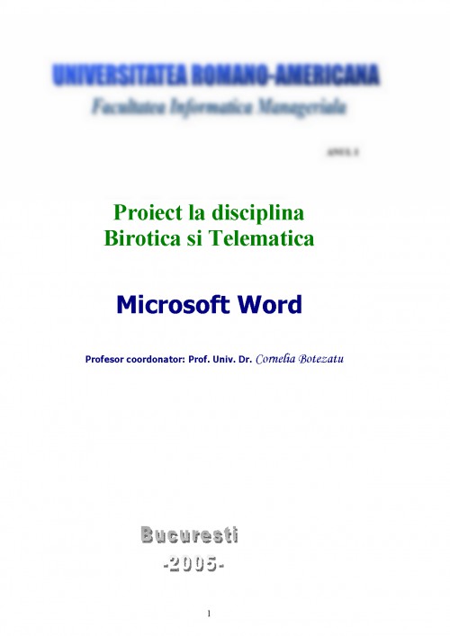 Proiect: Microsoft Office Word (#130676)