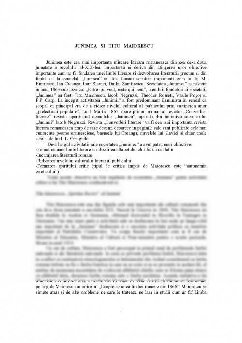 Referat: Junimea și Titu Maiorescu (#130889)