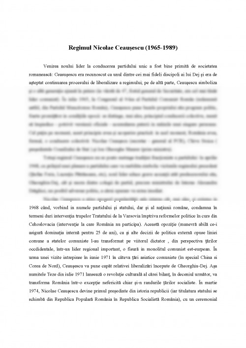 Referat: Regimul politic al lui Nicolae Ceaușescu (#138682)