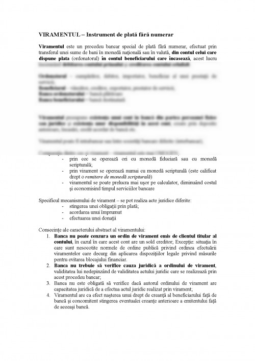 Referat: Viramentul - Instrument de Plată Fără Numerar (#142084)