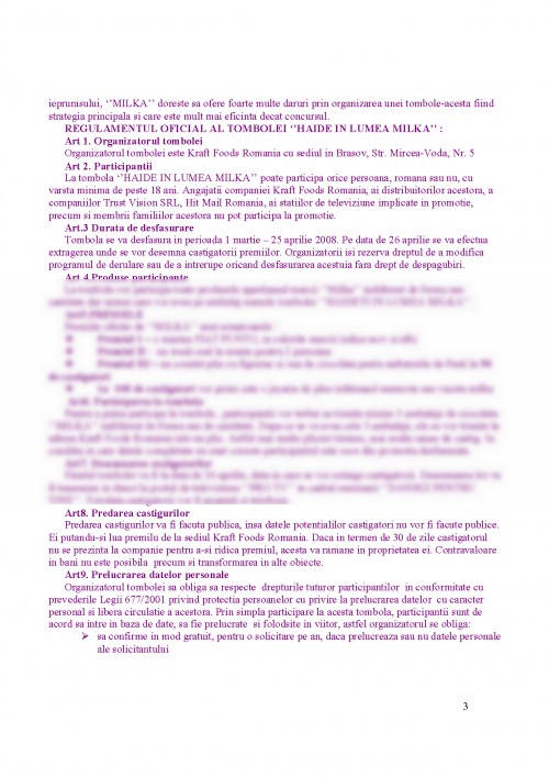 Proiect: Tehnici promoționale - ciocolata Milka (#143332)