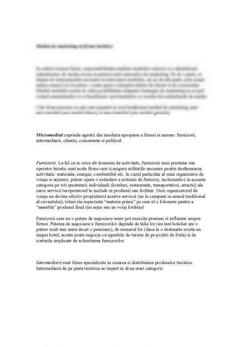 Referat: Mediul de Marketing al unei Firme Turistice (#147485)