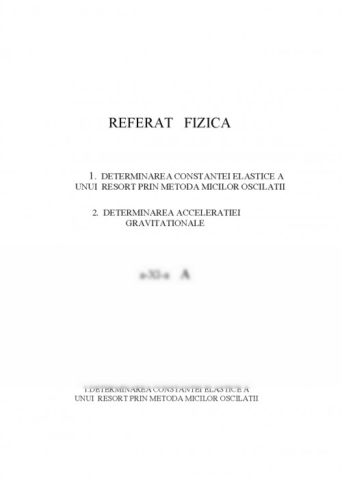 Referat: Constanta elastică și accelerație gravitațională (#149732)