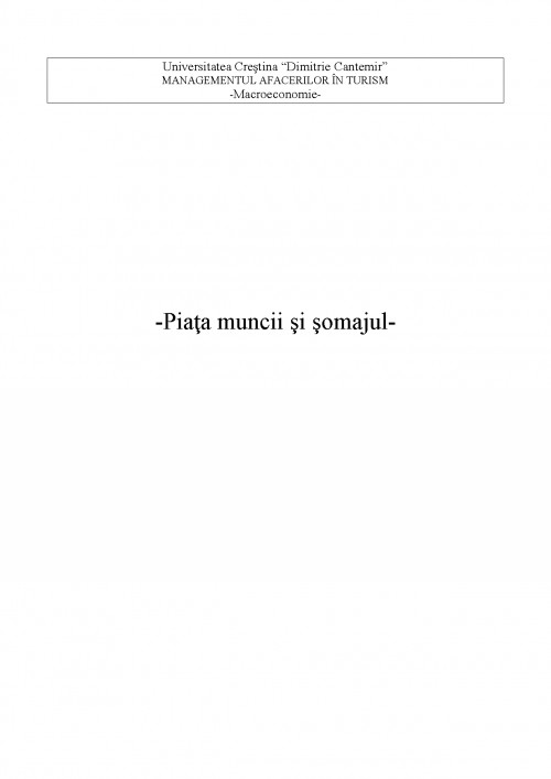 Proiect: Macroeconomie - piața muncii și șomajul (#150045)