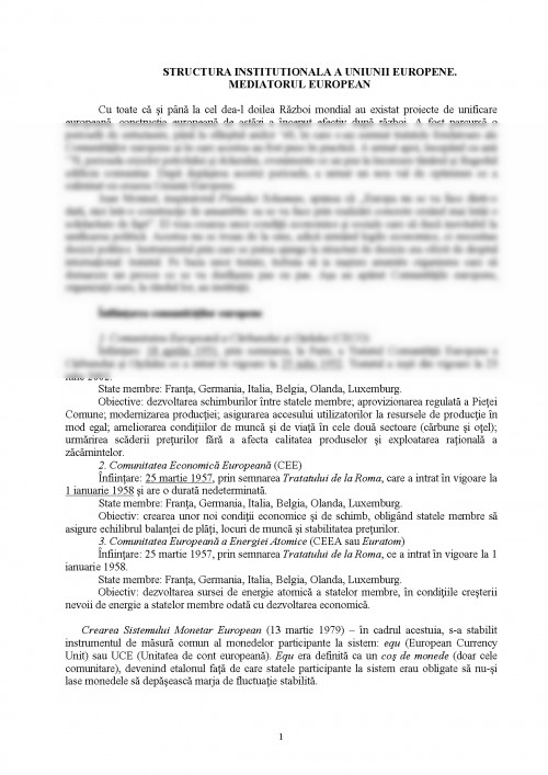 Referat: Structură instituțională a Uniunii Europene - mediatorul ...