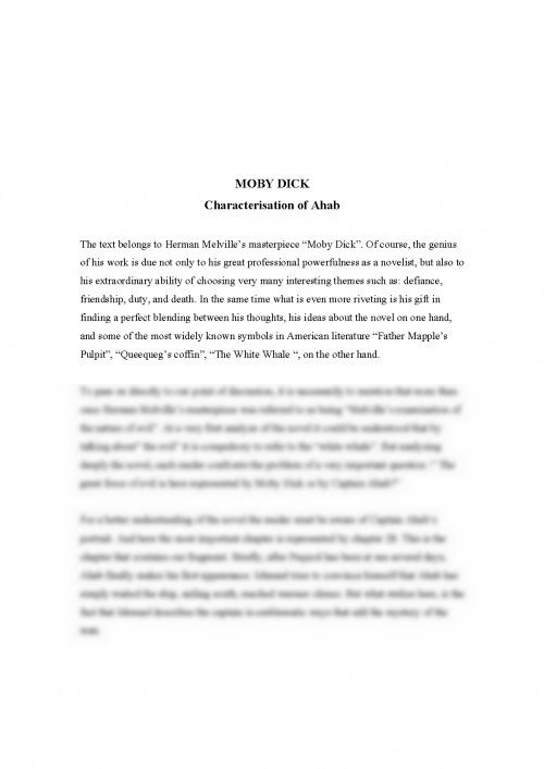 Referat: Moby Dick - Characterisation of Ahab (#153000)