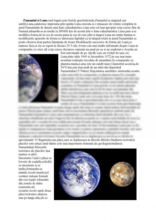 Referat: Pământul și Luna (#157598)