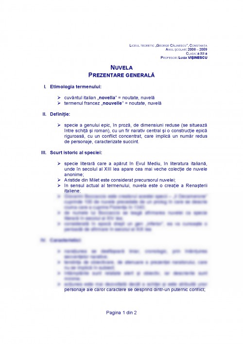 Referat: Nuvela - Prezentare generală (#158344)
