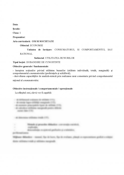 Proiect: Consumatorul și comportamentul său rațional (#158498)