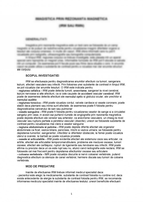 Referat: Imagistică prin rezonanță magnetică (#158588)