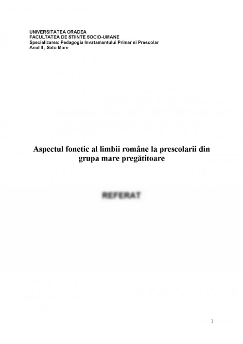 Referat: Aspectul fonetic al limbii române (#159779)