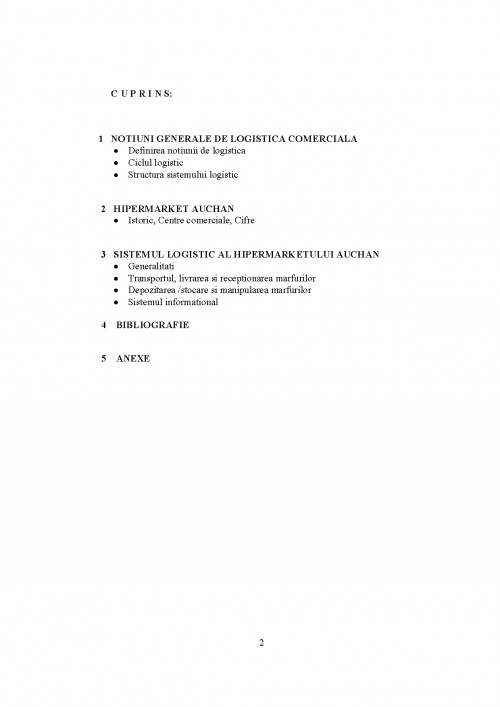 Proiect: Sistemul logistic hypermarket Auchan (#164322)