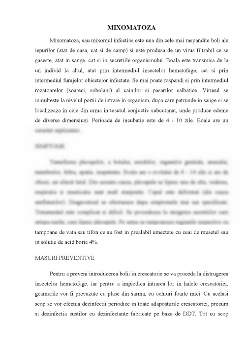 Referat: Mixomatoză (#164680)