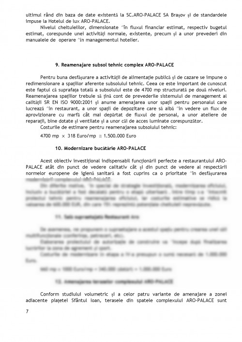 Proiect: Studiu de fezabilitate La S.C. Aro Palace S.A. (#165204)