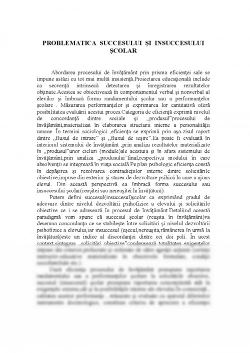 Referat: Succesul și insuccesul școlar (#166360)