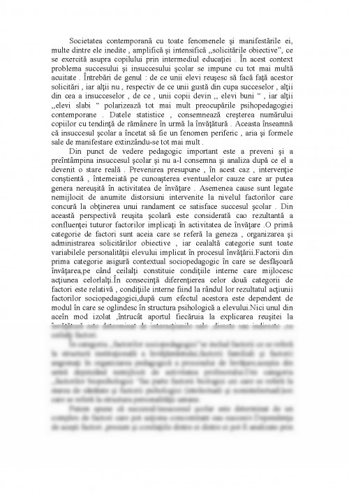 Referat: Succesul și insuccesul școlar (#166360)