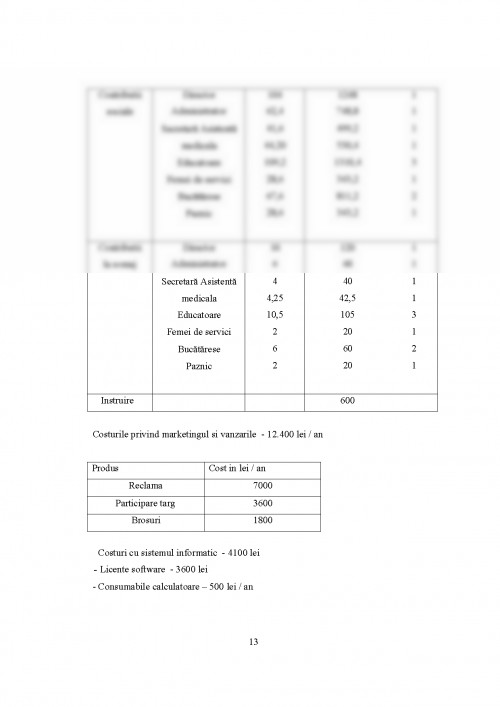 Proiect: Plan de afacere Grădinița de copii Albă ca Zăpada (#166600)