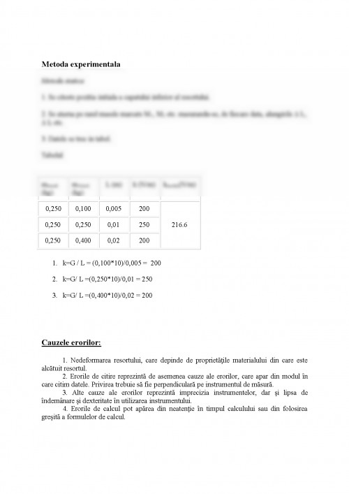 Referat: Determinarea constantei elastice a unui resort (#166604)