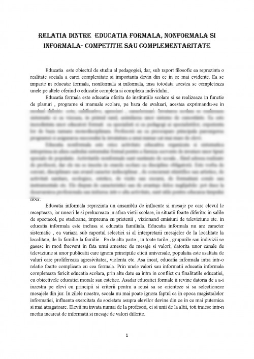 Referat: Educația formală, nonformală și informală (#169126)