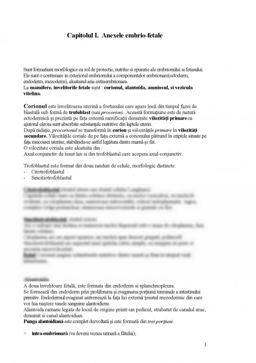 Referat: Anexele embrionare și fetale (#173989)