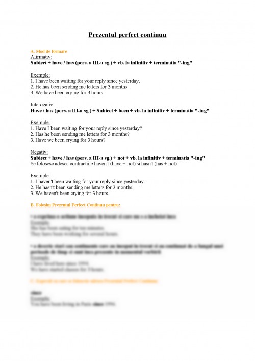 Lecție: Prezentul perfect continuu (#178620)