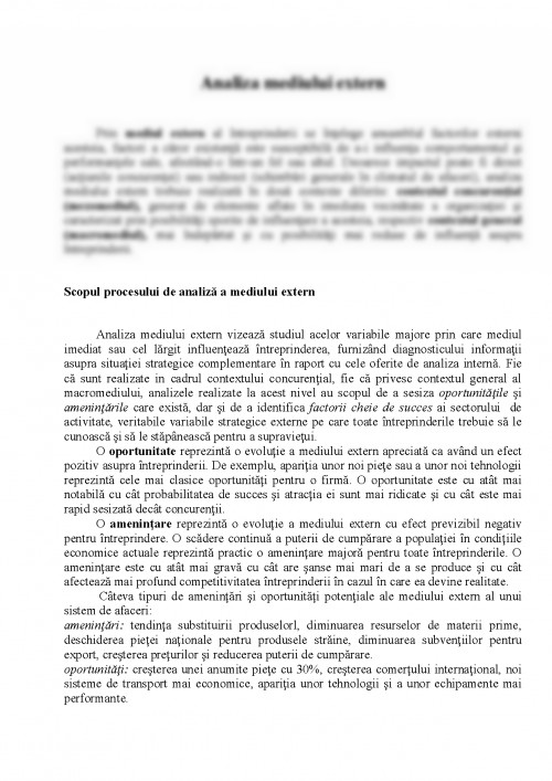 Referat: Analiza mediului extern (#179003)