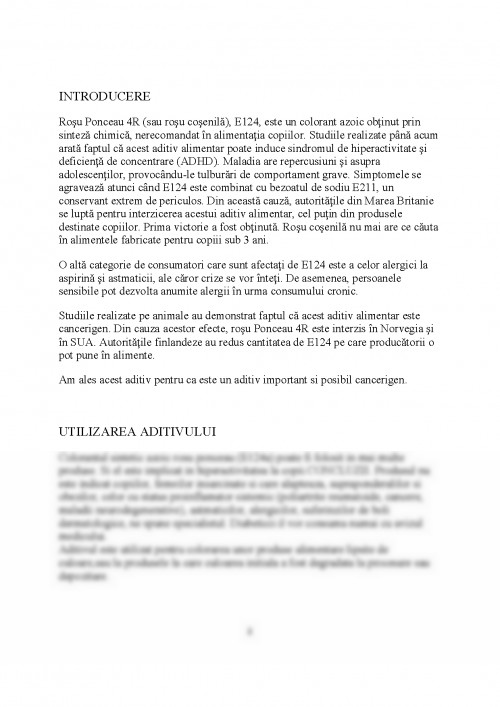 Referat: Ponceau 4R Roșu Cosenila A E124a (#183016)