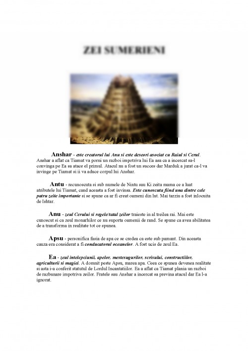 Referat: Zeii Sumerieni (#184152)