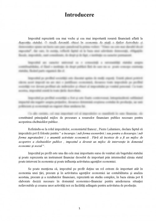 Proiect: Impozitul pe profit și rolul acestuia la veniturile statului (#270142)