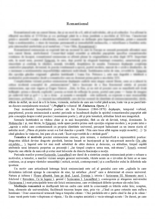 Referat: Romantismul - curent literar (#270788)