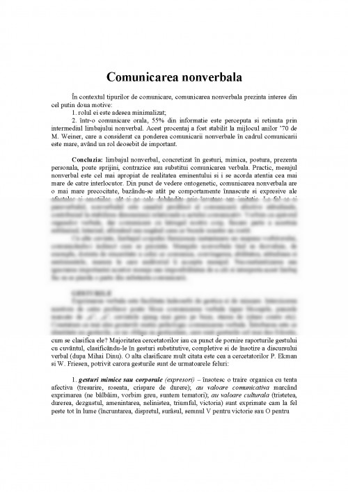 Proiect: Comunicarea nonverbala (#271555)