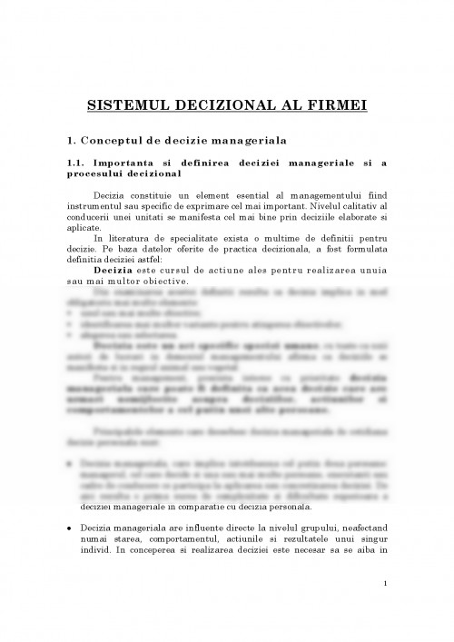 Referat: Sistemul decizional al firmei (#271566)