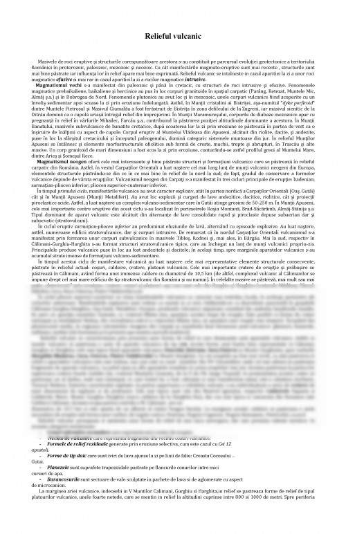 Referat: Activitatea și relieful vulcanic pe teritoriul României (#272316)