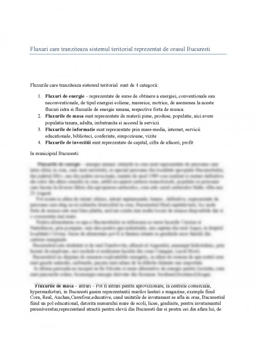 Proiect: Fluxuri care tranzitează sistemul teritorial reprezentat de ...