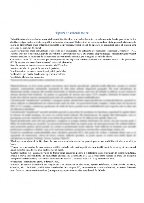 Referat: Tipuri de calculatoare (#273713)