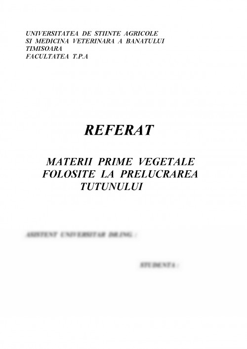 Referat: Materii prime vegetale (#273774)