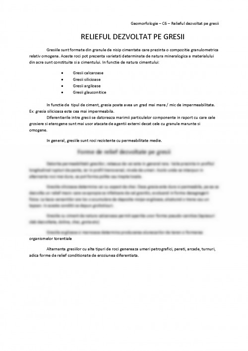 Curs: Relieful dezvoltat pe gresii (#274010)