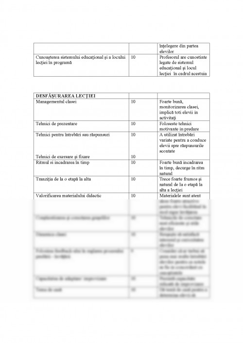 Proiect: Fișa de evaluare a lecției (#275092)